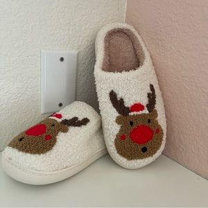 Shoes | Nwt Christmas Rudolph The Reindeer Fuzzy Slippers Warm Cozy ...